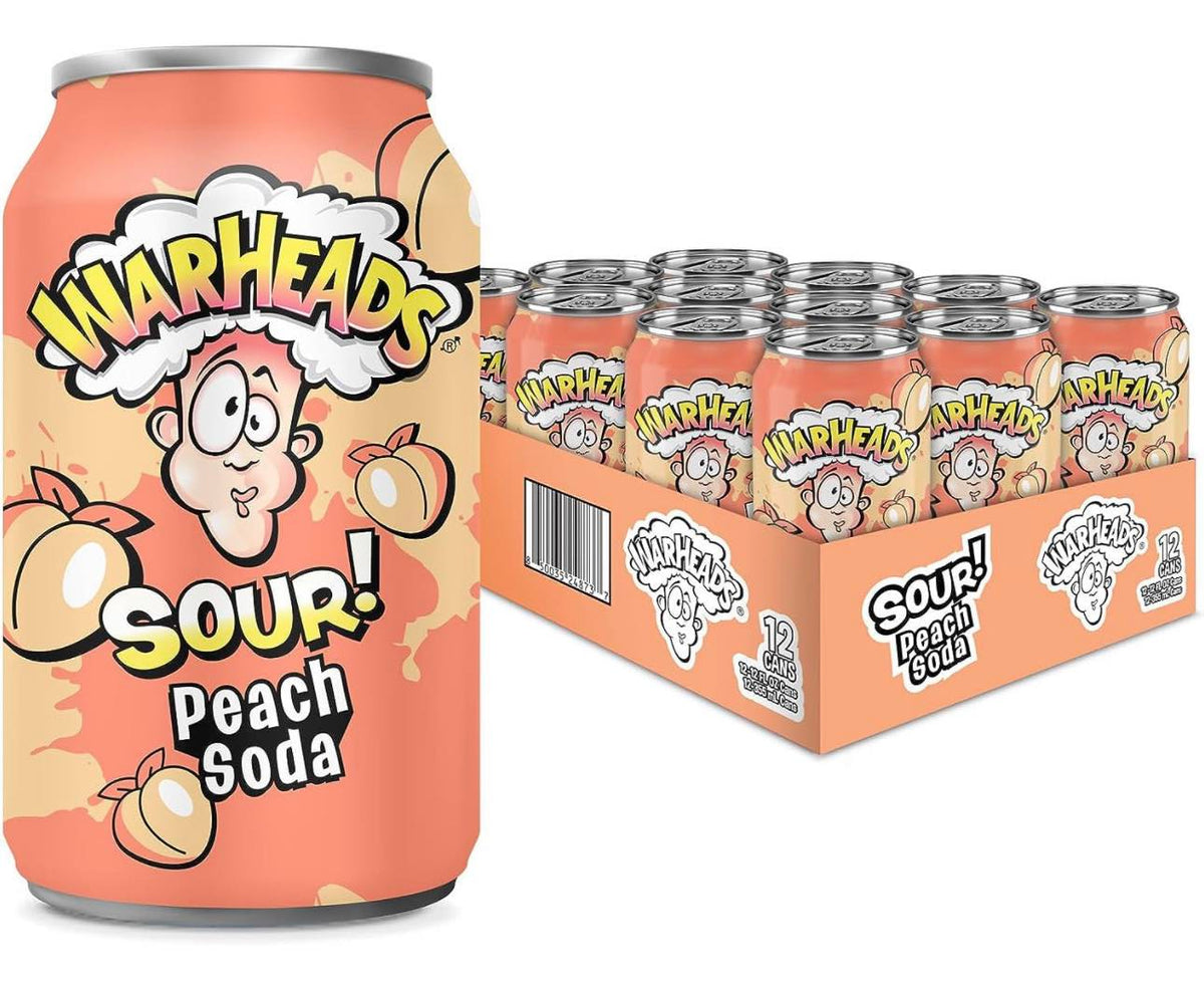 Warheads Sour Peach Soda 355 mL (12 Pack)