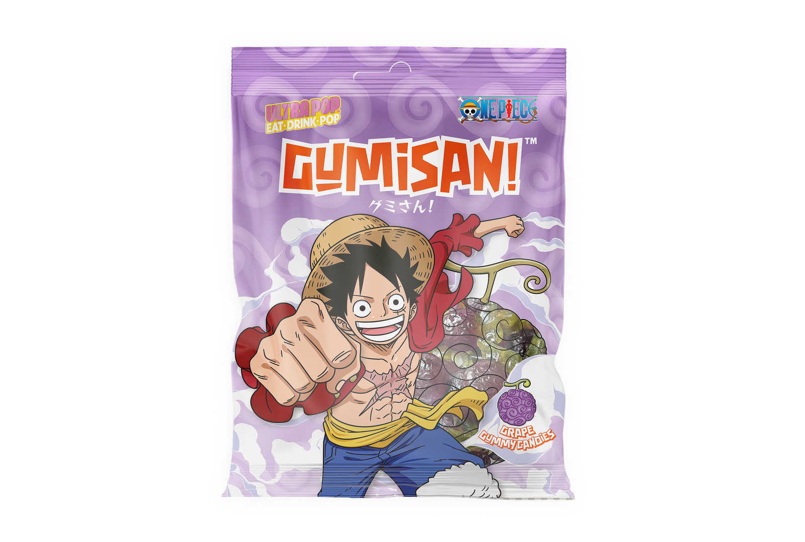 One Piece Luffy Gumisan Gummy Candies Grape flavor 180g (14 pack)