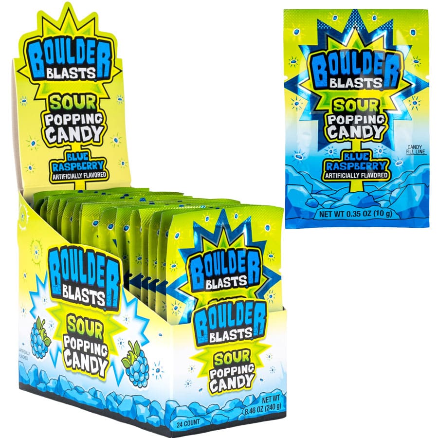 KoKo's Boulder Blast Sour Poppin Candy Blue Rasp 10g (24 Pack) - R8