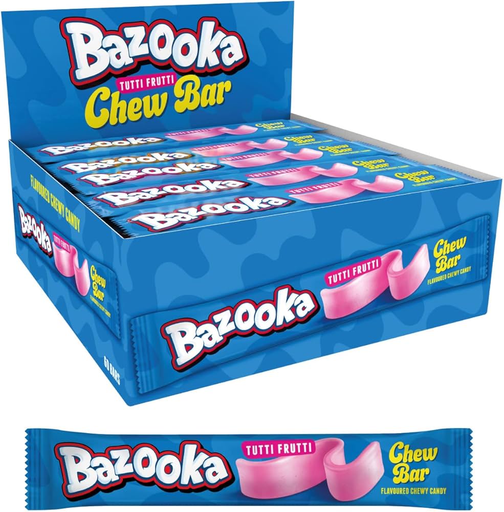 Bazooka Chew Bar Tutti Frutti 14g (60 pack) - D29 BB 08/2025