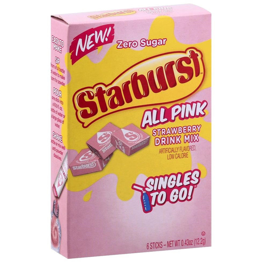Starburst Singles Strawberry to go drink mix 6 stick (12 pack)