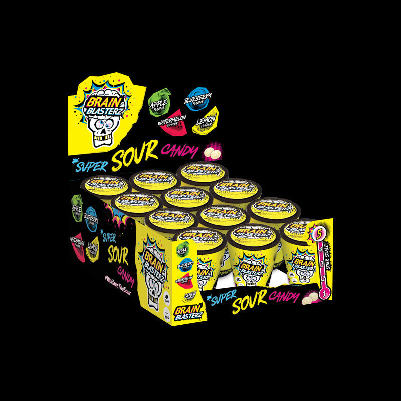 Brain Blasterz Super Sour Original Hard Candy Tub 48 g (12 Pack) - R17