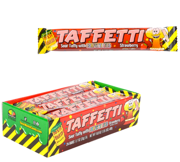 Toxic Waste Taffetti Strawberry - Sour Taffy with Confetti Bits (20g x