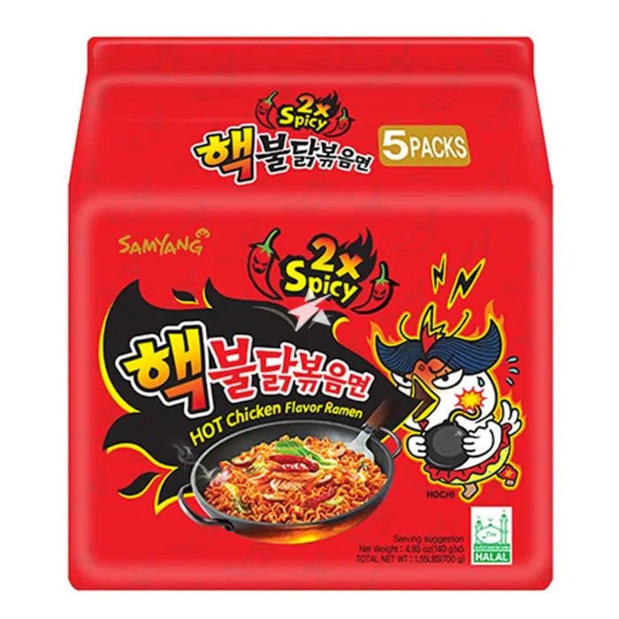 SAMYANG 2x Spicy Chicken Buldak Noodle extra spice 5x140g (8 pack) - B